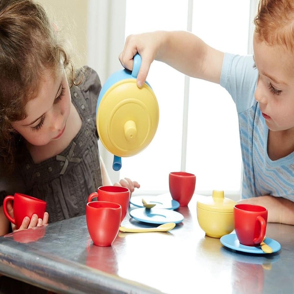 Eco-Friendly Tea Set - Blue/Red/Yellow