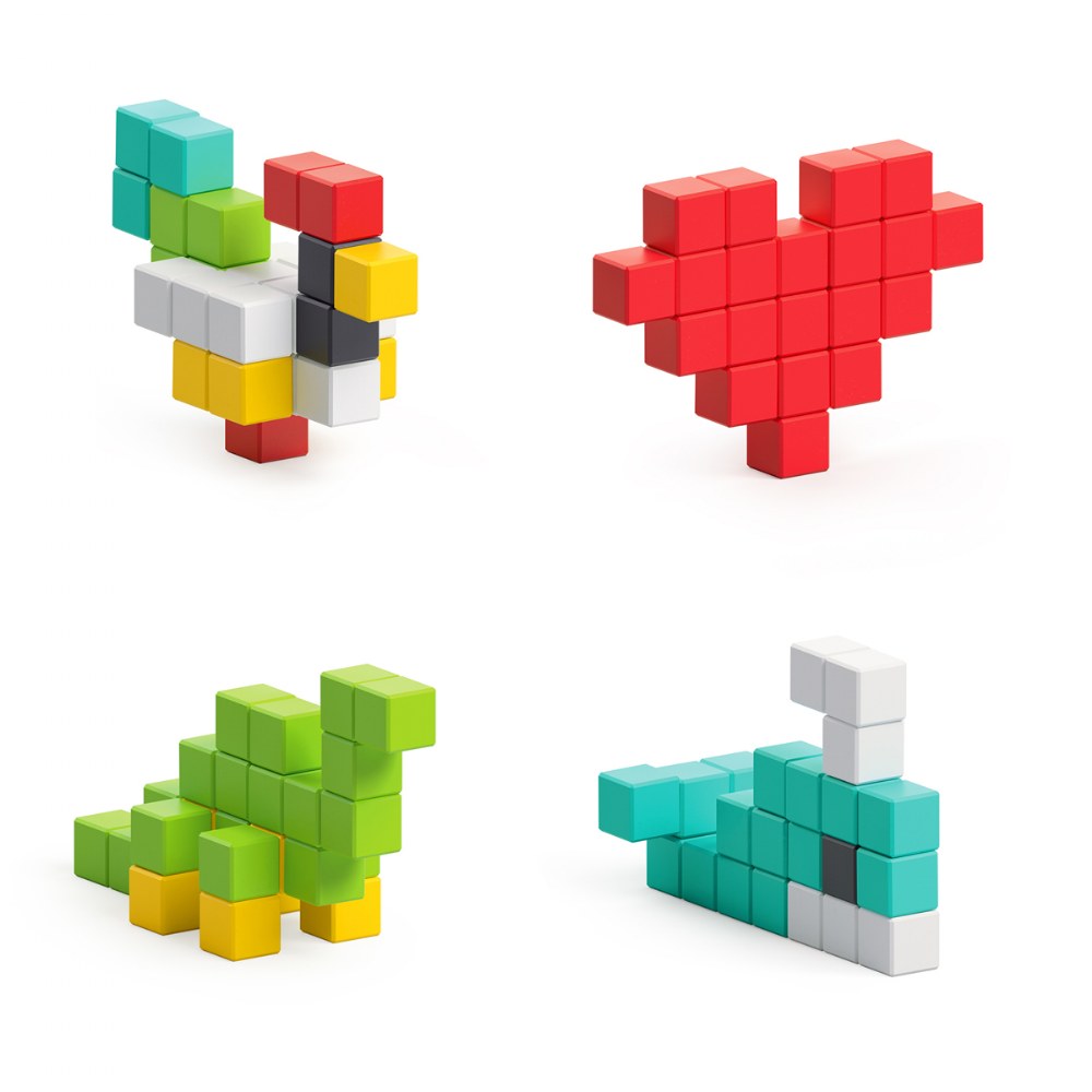 PIXIO Design Series - 100 Magnetic PIXIO Blocks® in Six Colors