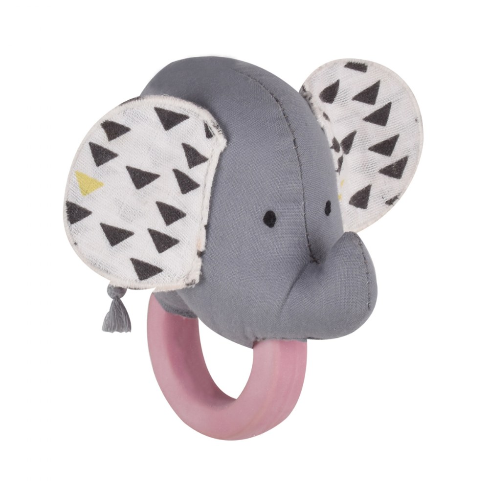 Organic Elephant Baby Toy with Rubber Teether & Matching Elephant ...