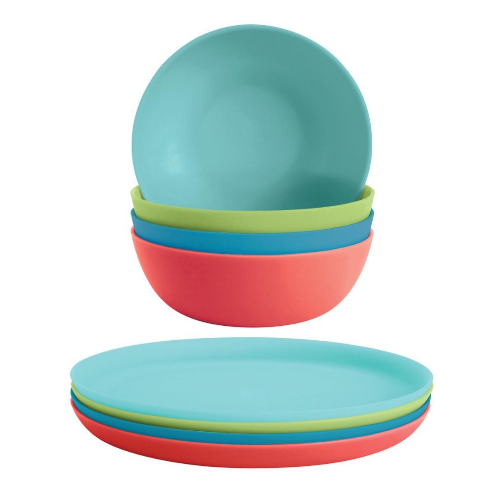 Multi-color Plates and Bowls - Set of 8