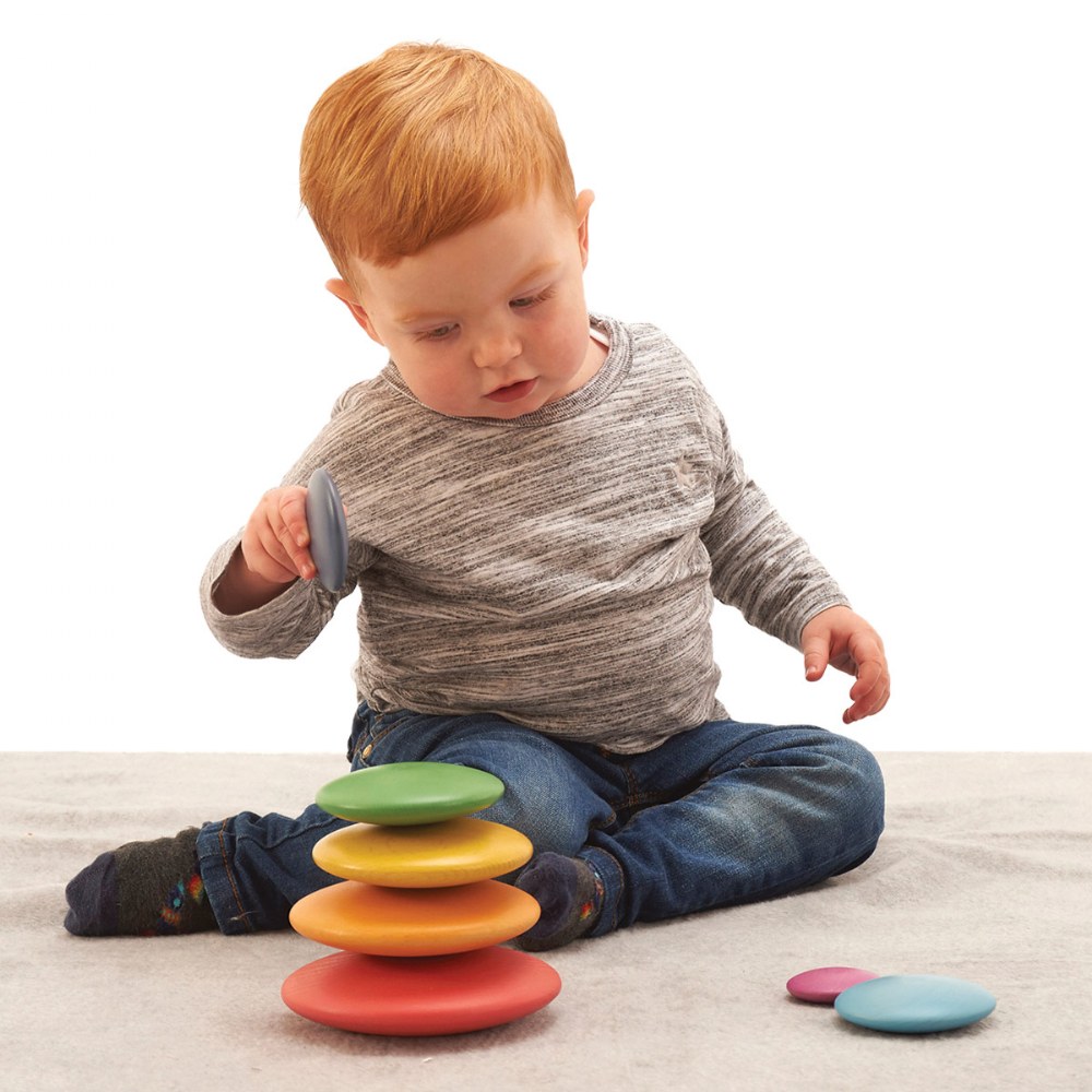 Rainbow Wood Stacking Buttons - 7 Pieces