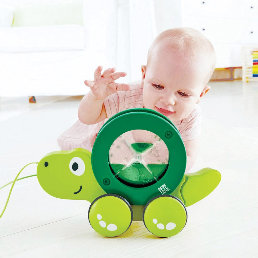 Wooden Swirling Shell Turtle Pull Along