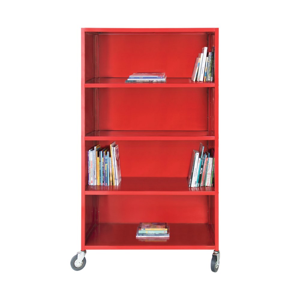 4-Shelf Mobile Metal Storage Unit - Red