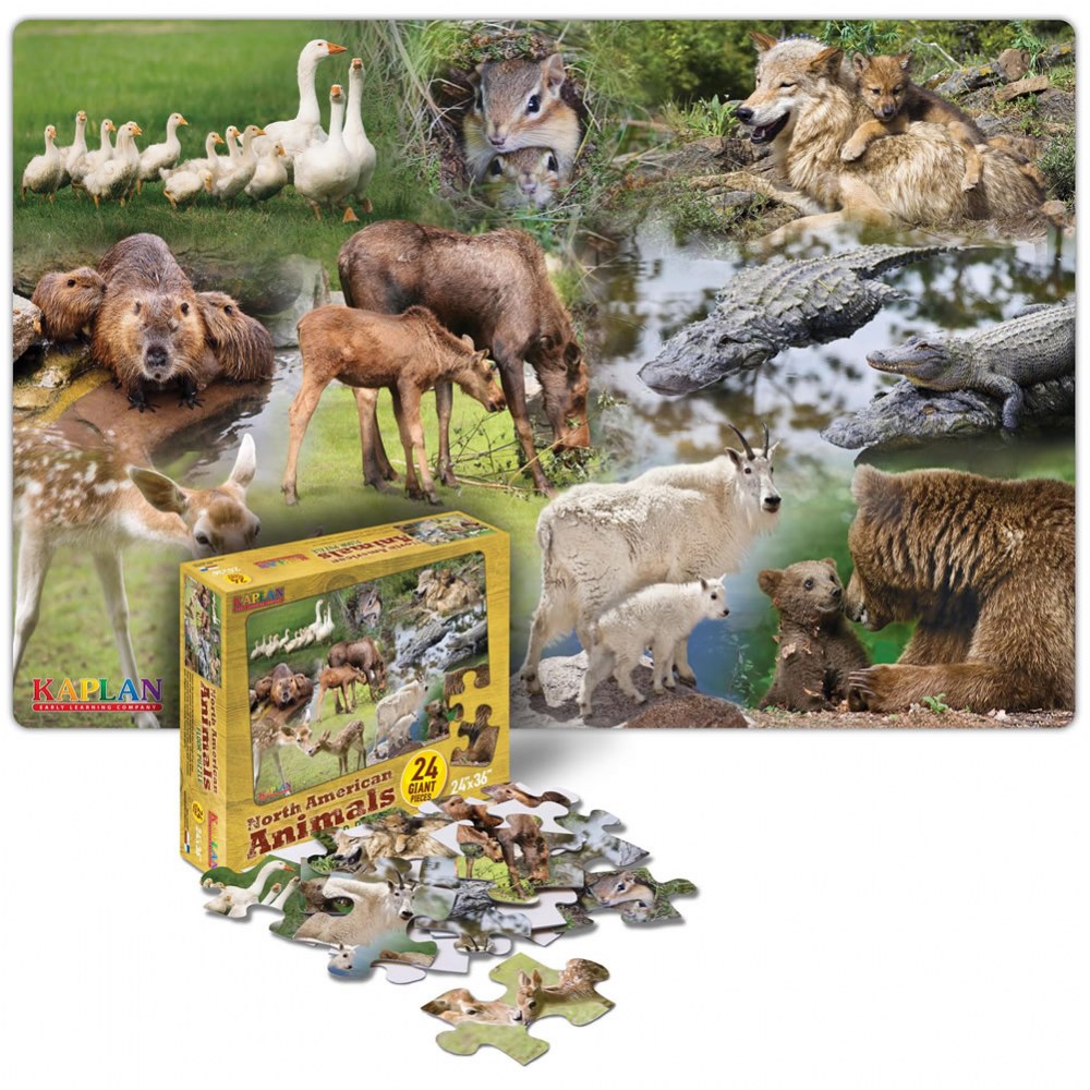 North American Animals Floor Puzzle - 24 Pieces