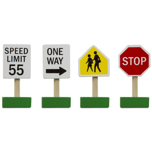 Jumbo Roadway Activity Rug & Wooden Traffic Signs