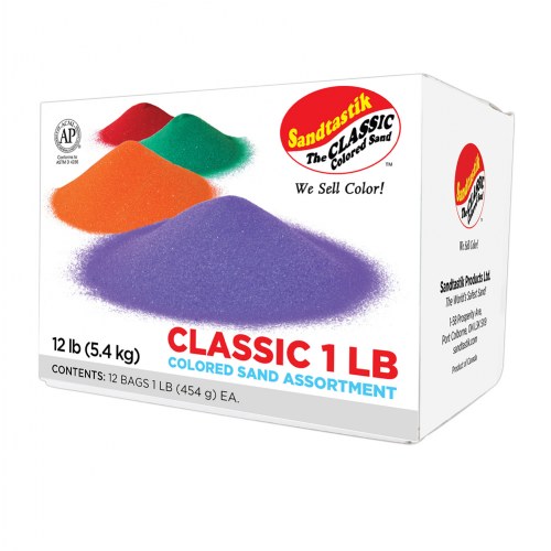 Classic 1 lb Rainbow Colored Play Sand 12 Color Assortment