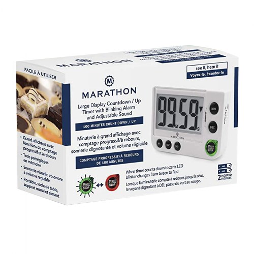 Marathon Large Display Digital Timer with Adjustable Volume