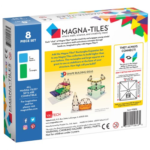 Magna-Tiles® Rectangle Expansion Set - 8 Piece Set
