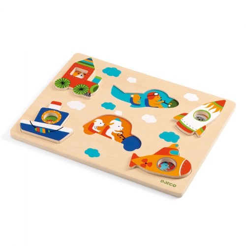 Things-That-Go & Animal Homes Colorful Wooden Puzzles - Set of 2 Puzzles