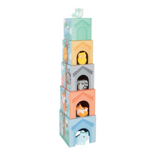 Pastel Stacking Tower with Matching Animals