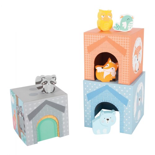 Pastel Stacking Tower with Matching Animals