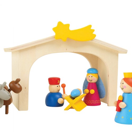 Wooden Manger Block Figures Set