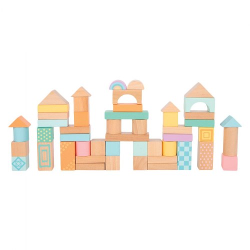 Pastel Wooden Building Blocks - 50 Pieces