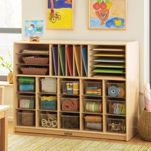 Carolina Birch Plywood Multi-Section Storage Unit with 15 Cubbies