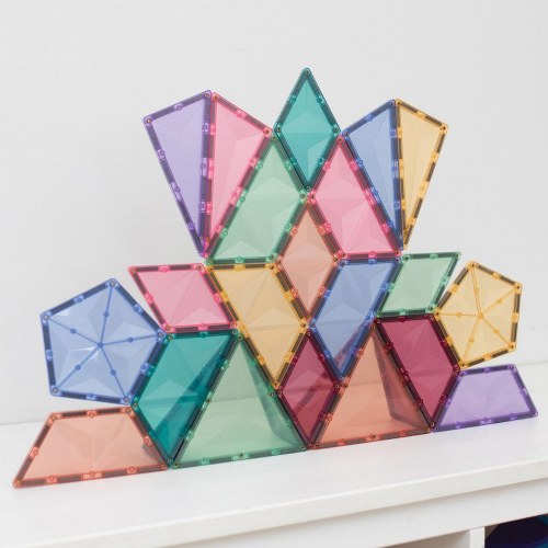Colorful Magnetic Tiles Shape Expansion Pack - 48 Pieces