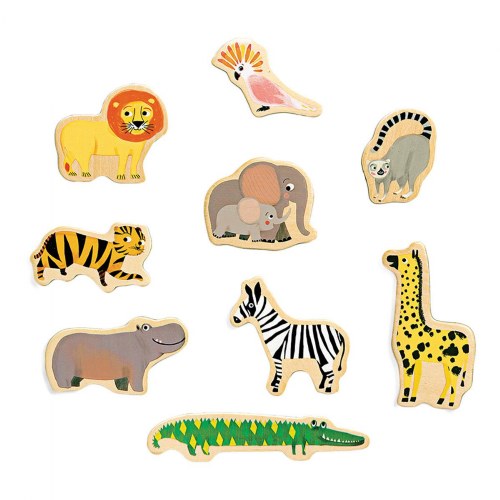 Wooden Animal Magnets & Jungle Progressive Animal Puzzles