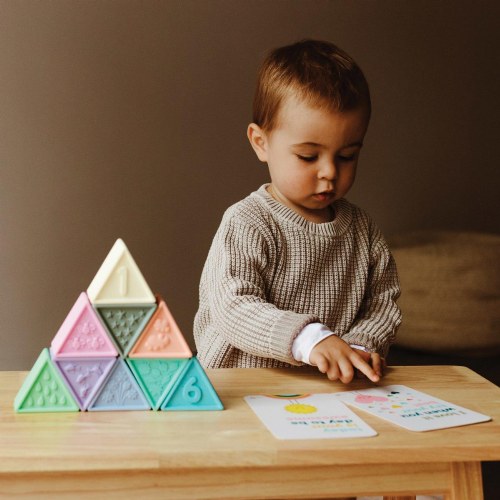 Triblox Pastel Silicone Triangle Blocks - 9 Pieces