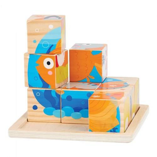 Wooden Cube Puzzle - Pets