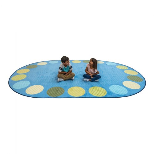 Calming Colors Open Seating Oval Classroom Carpet - 8' x 12'