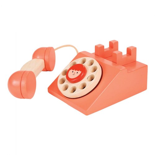 Retro Wooden Rotary Toy Phone