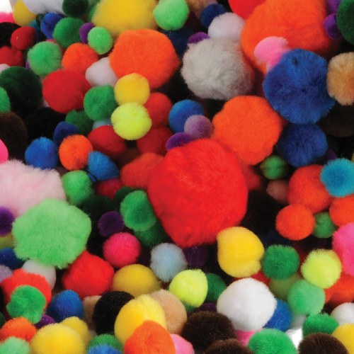 Assorted Color and Size Pom Poms - 1000 pieces