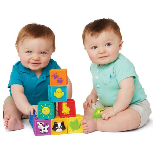 Squeak 'n Stack Blocks Textured Blocks - Set of 9