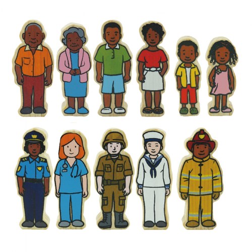 Wooden Community People - 42 Pieces