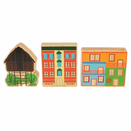 Homes Around the World Wooden Blocks - 15 Pieces
