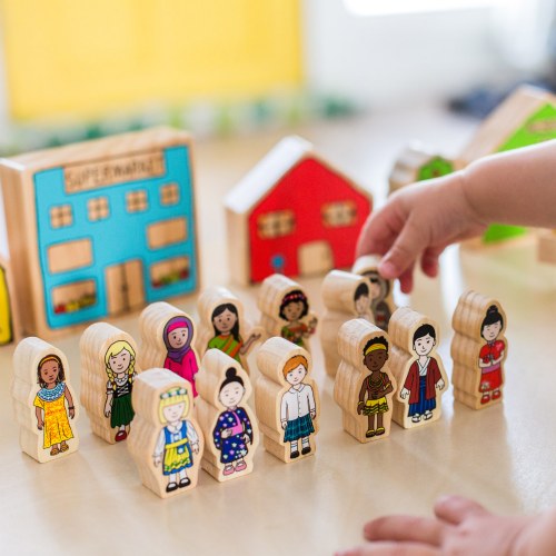 Children From Around the World Wooden Block Figures - 17 Pieces