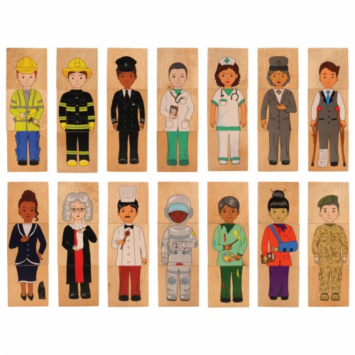 Diverse Careers and People Interchangeable Wooden Blocks - Set of 12