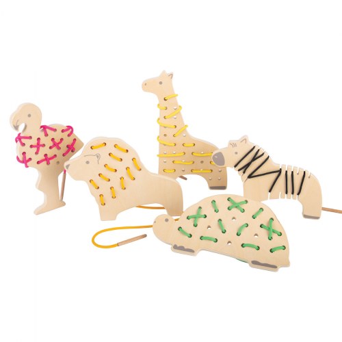 Safari Wooden Lacing Animals - Set of 5