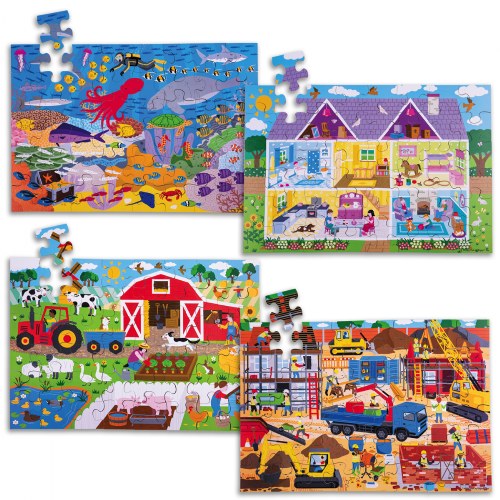 Wooden Floor Puzzle - Set of 4