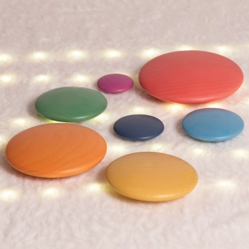 Rainbow Wood Stacking Buttons - 7 Pieces