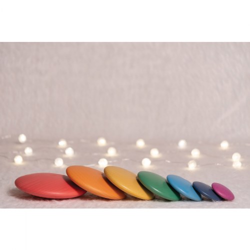 Rainbow Wood Stacking Buttons - 7 Pieces