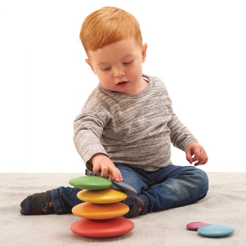 Rainbow Wood Stacking Buttons - 7 Pieces
