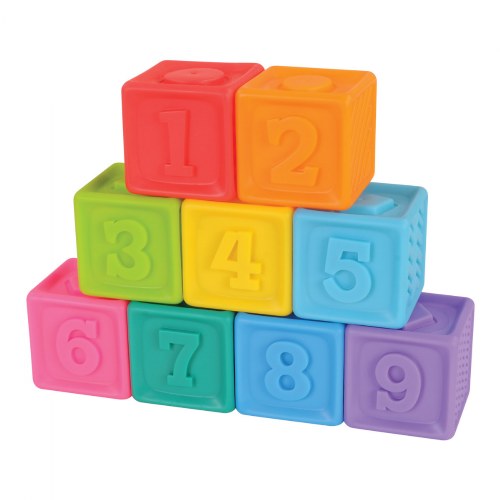 Squeezable Textured Stacking Blocks - 9 Pieces