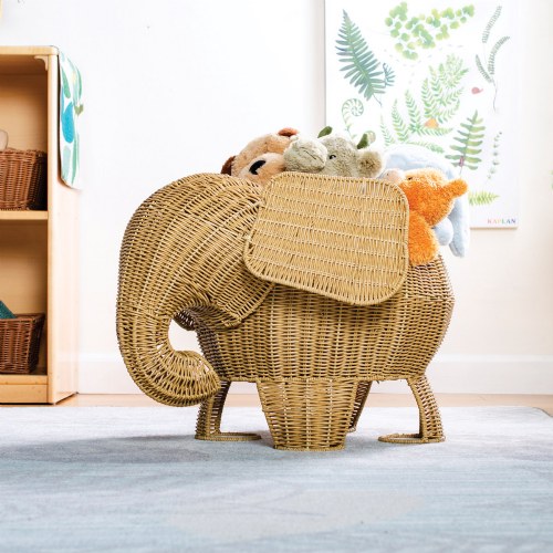 Elephant Washable Wicker Floor Basket