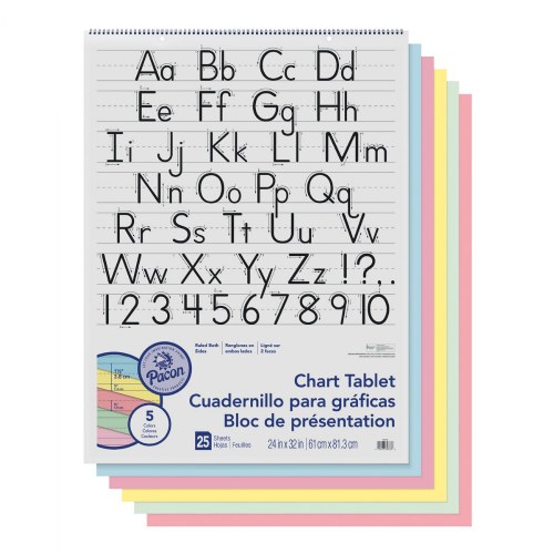 24" x 32" Chart Tablet 1.5" Ruled - Assorted Color Paper