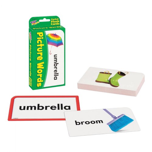 Early Literacy Flash Cards with Words and Pictures - Set of 5
