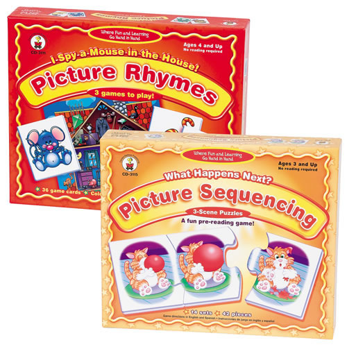 Pre-Reading Skills Set with Rhyming and Picture Sequencing Games