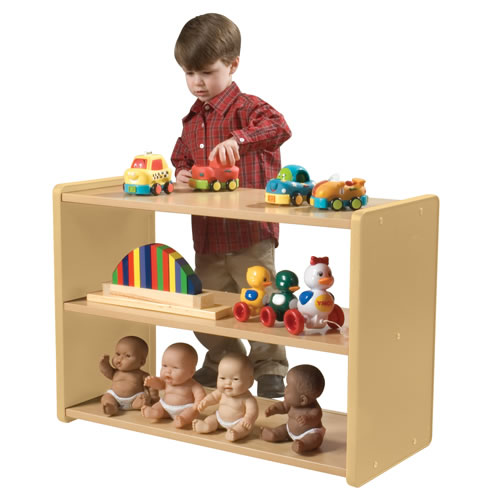 Wooden Toddler Clear Acrylic Backing Multipurpose Storage Center - Natural