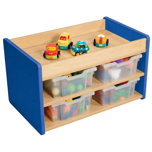 Toddler Pull Up 4 Bin Open Storage Center - Blue