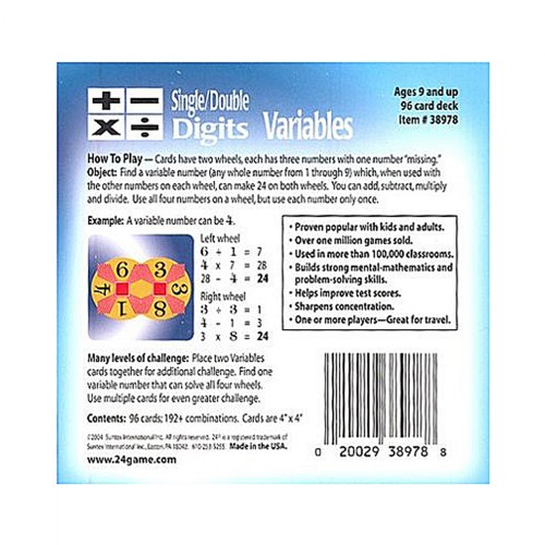 24 Game Single and Double Digit Variables