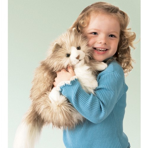 Fluffy Cat Hand Puppet With Movable Mouth