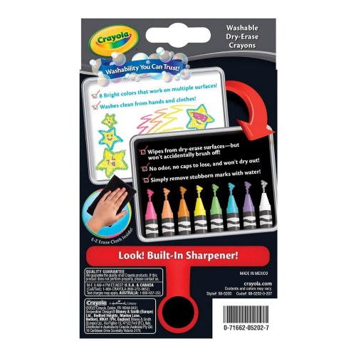 Crayola® Washable, Dry Erase Bold & Bright Crayons - 8 Count