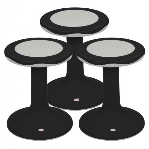 18" K'Motion Flexible Seating Ergonomic Stool - Black - Set of 3