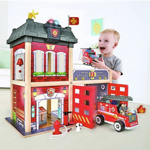 Tri-level Wooden Fire Station
